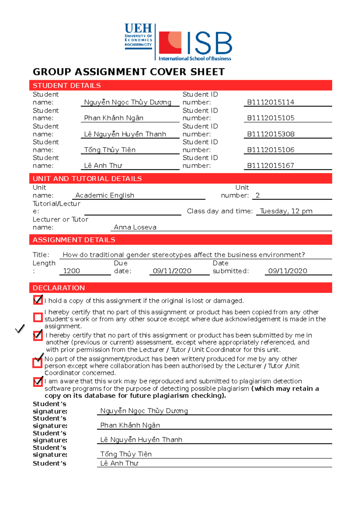 Class 2 - Group Essay - Group D score 81 - GROUP ASSIGNMENT COVER SHEET ...