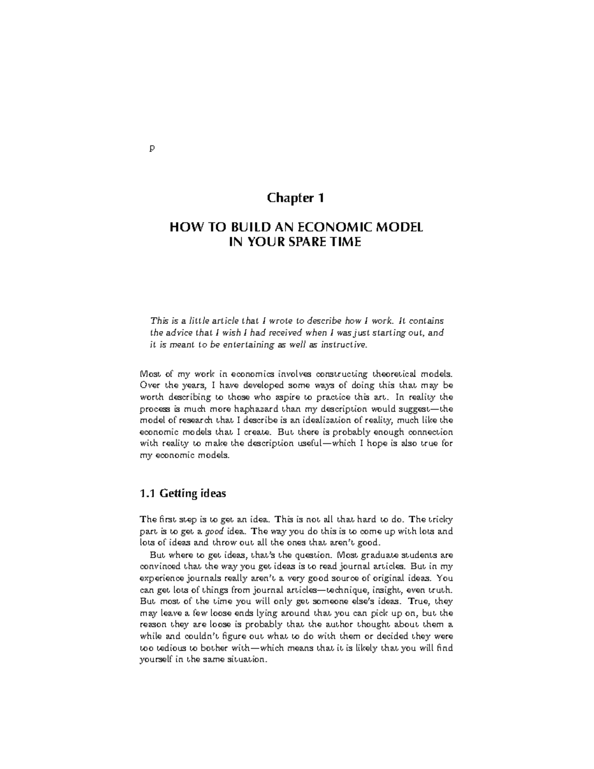 How do economist make an económico modelo - p Chapter 1 HOW TO BUILD AN ...