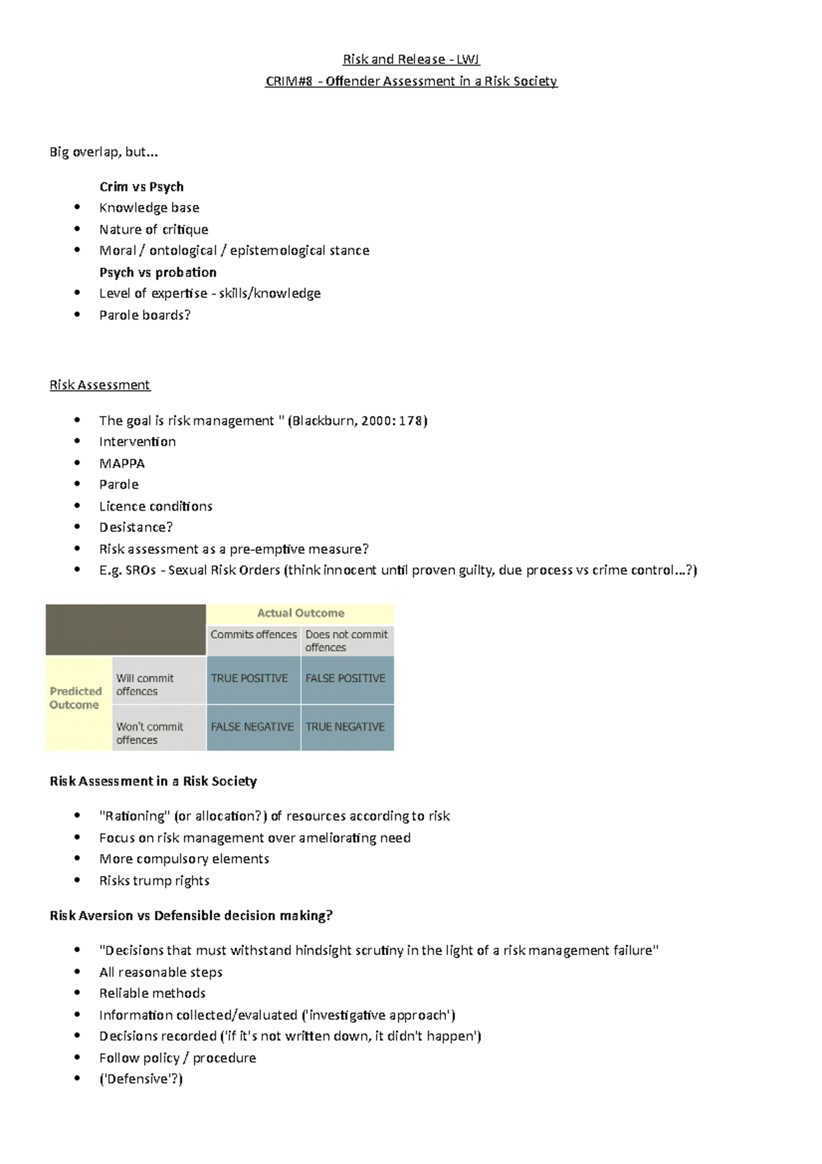 Risk and Release - offender assessment in a risk society - crim - Risk ...