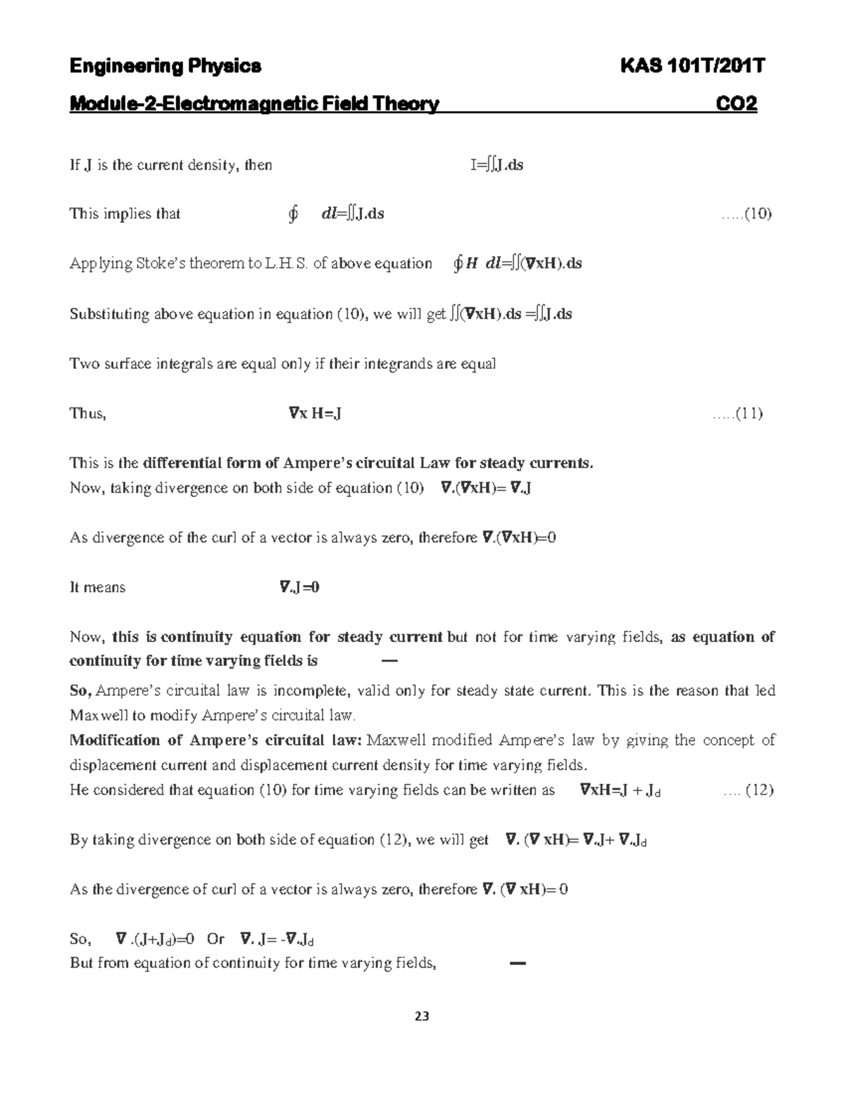 Engineering Physics (Notes)-6 - Module- 2 - Electromagnetic Field ...