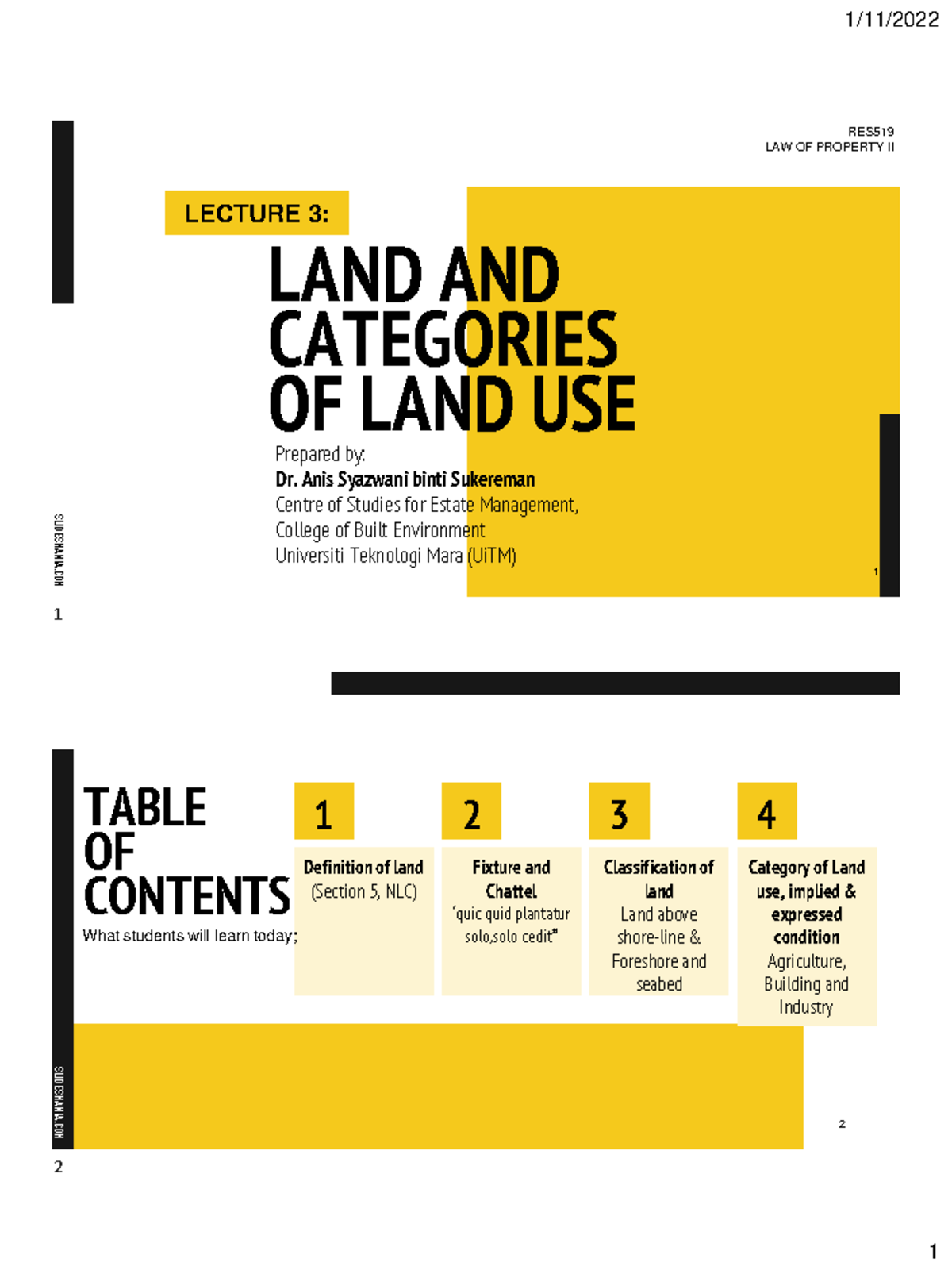 RES519 Lecture 3-LAND AND LAND USE - SLIDESMANIA LAND AND CATEGORIES OF ...