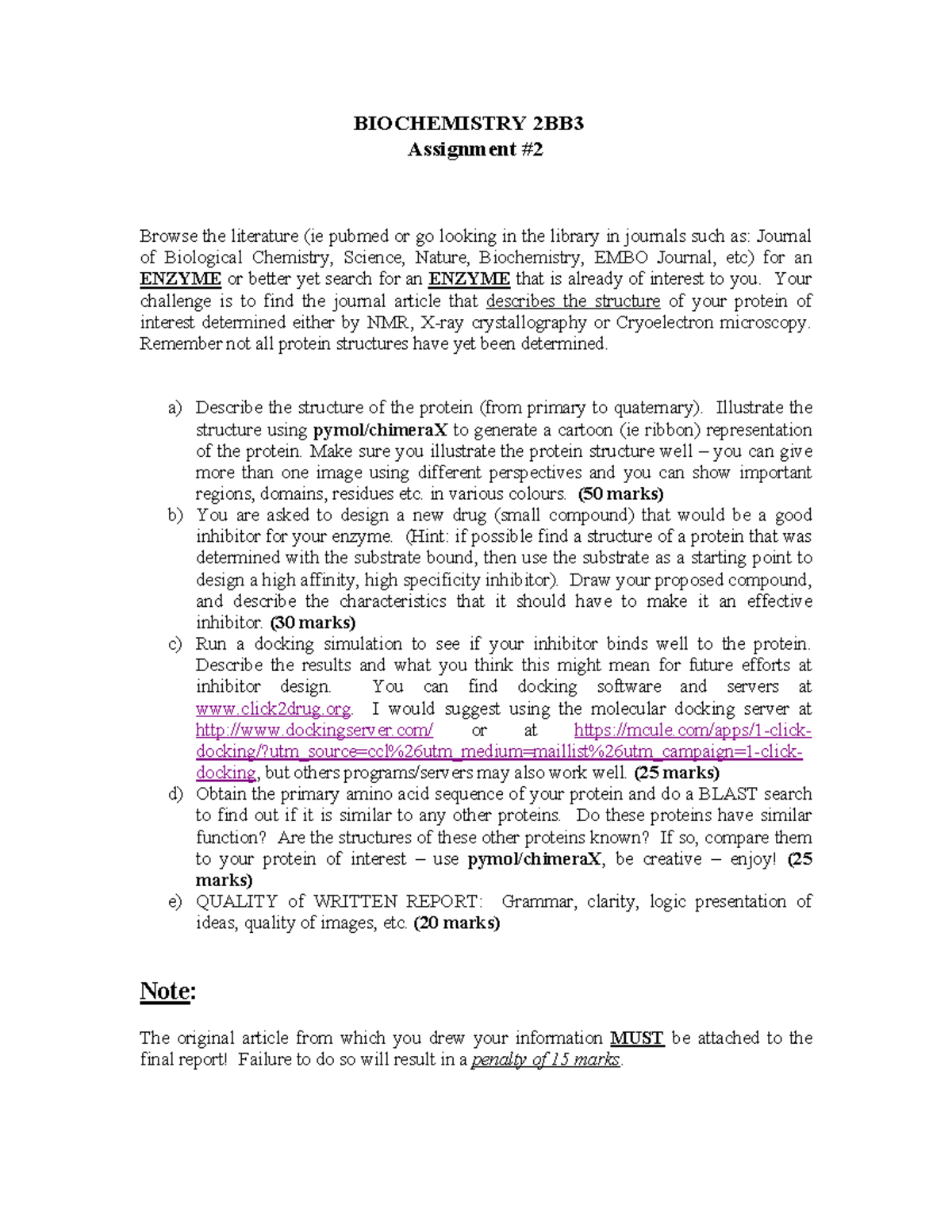 2024 2BB3 Assignment 2 - BIOCHEMISTRY 2BB Assignment Browse the ...