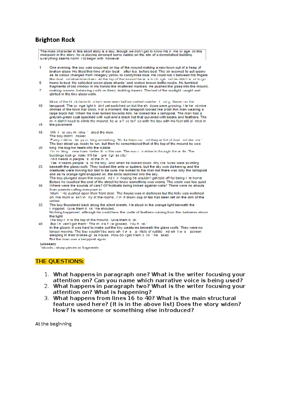 Brighton Rock level 4 english mock for test english language - Brighton ...