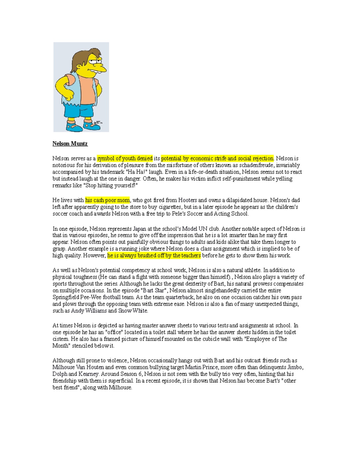 Simpsons exercise - determinants of substance misuse - Nelson Muntz ...