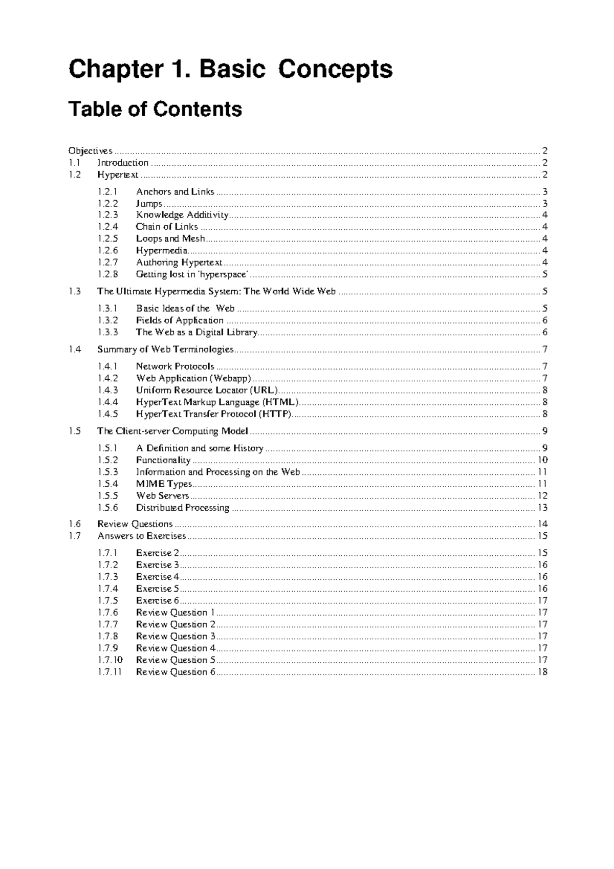 HTML - Basic concepts - Chapter 1. Basic Concepts Objectives Table of ...