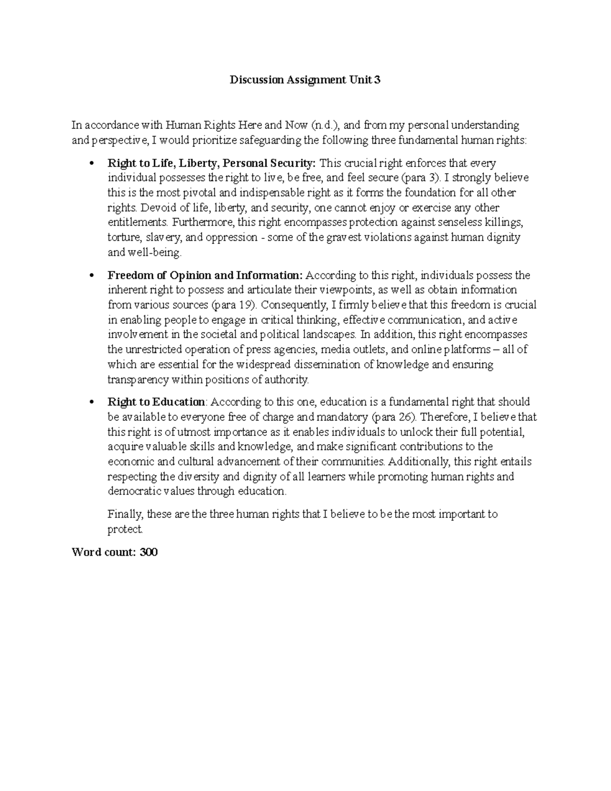 POLS 1503 DA Unit 3 - Discussion Assignment for unit 3 - Discussion ...