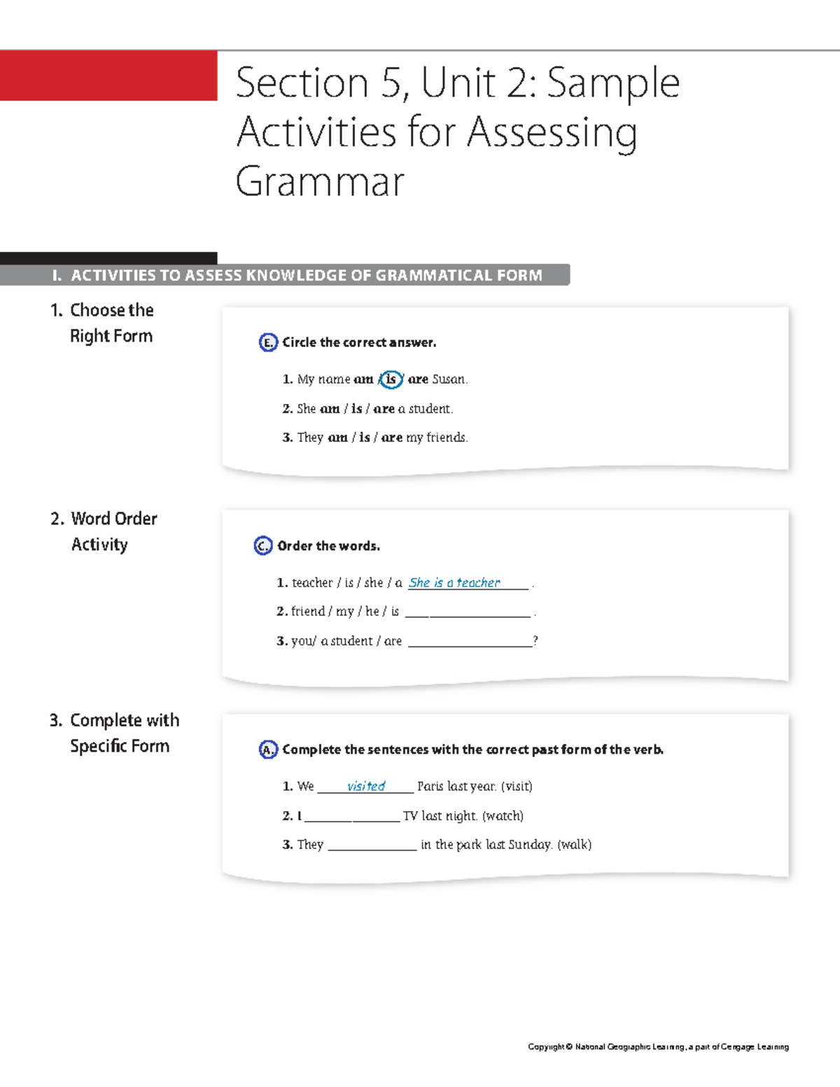 MYELT senati inglés examen de práctica - Section 5, Unit 2: Sample Activities for Assessing ...