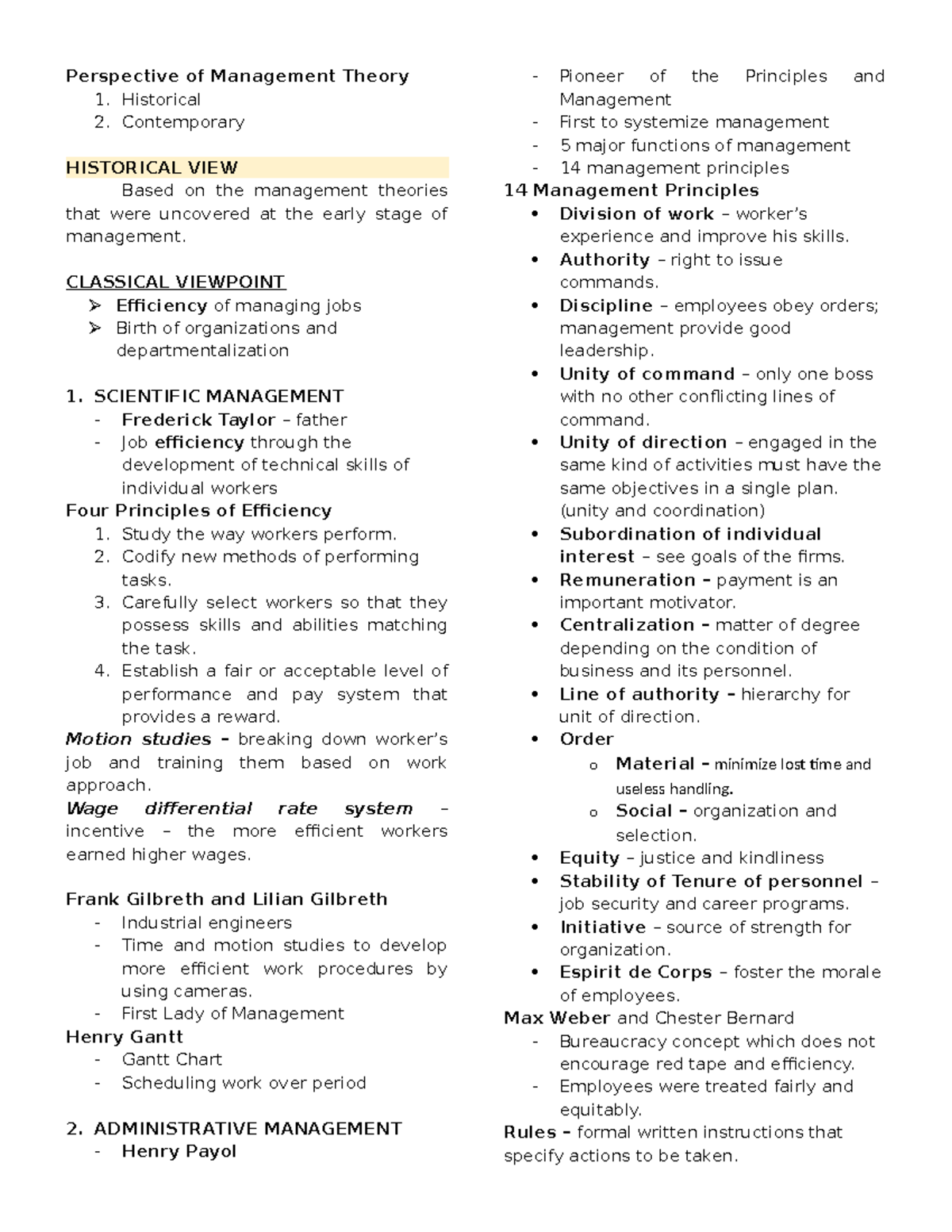 CBME - operations management - Perspective of Management Theory 1 ...
