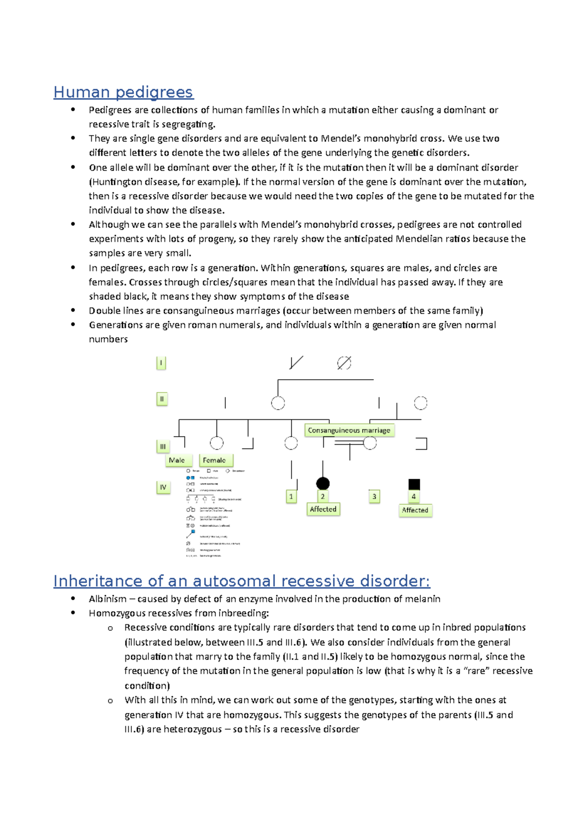 Human pedigrees - Lecture notes 3 - Human pedigrees Pedigrees are ...