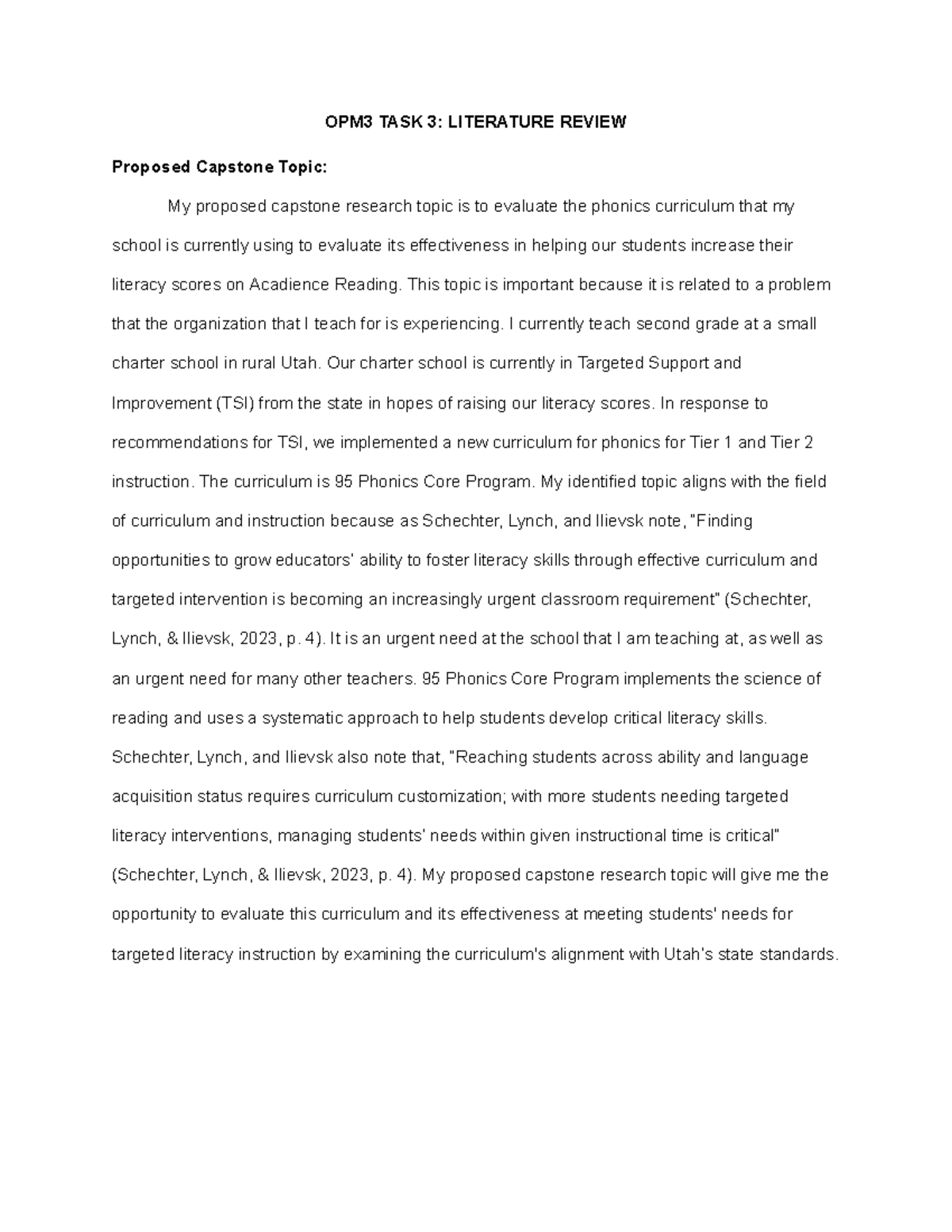 OPM3 TASK 3- Writing THE Literature Review - OPM3 TASK 3: LITERATURE REVIEW Proposed Capstone ...
