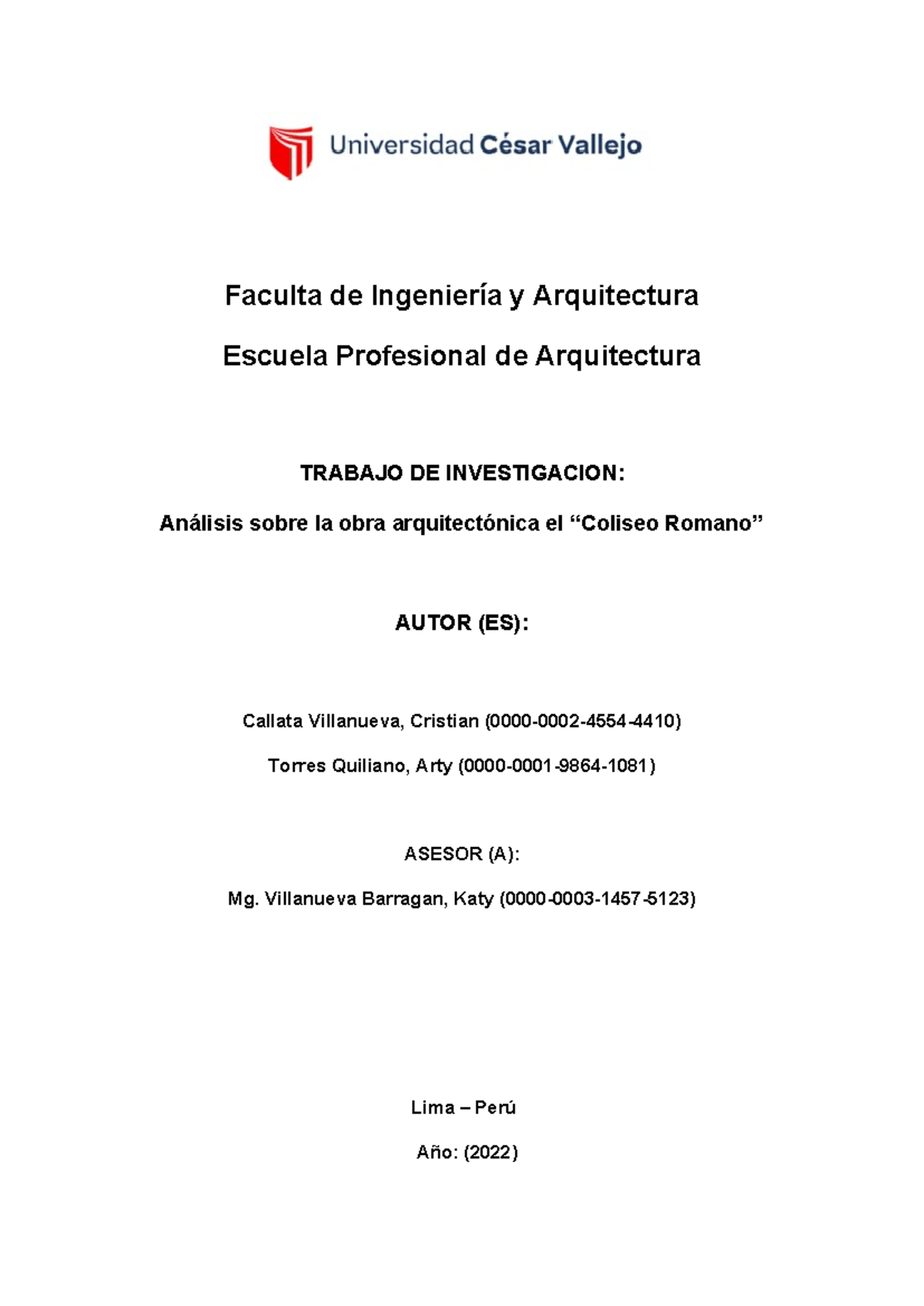 Coliseo Romano 2s - Faculta de Ingeniería y Arquitectura Escuela ...