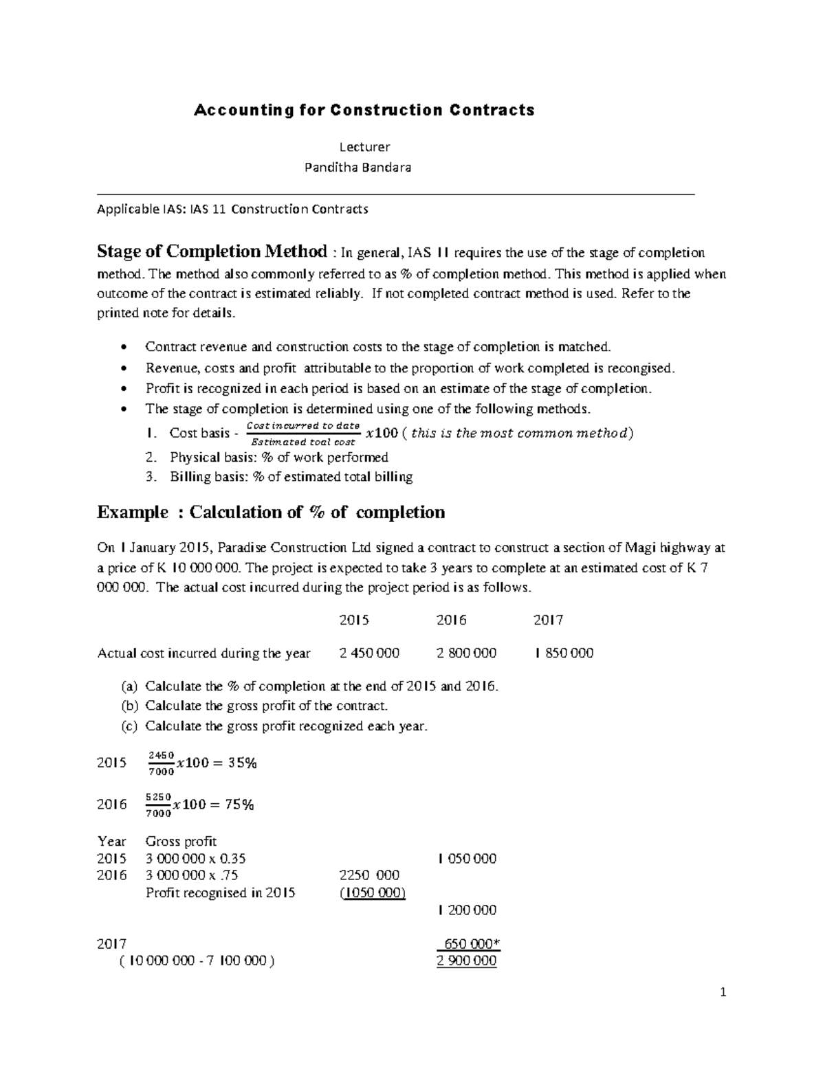 Accounting or construction contracts 2020 - Accounting for Construction ...