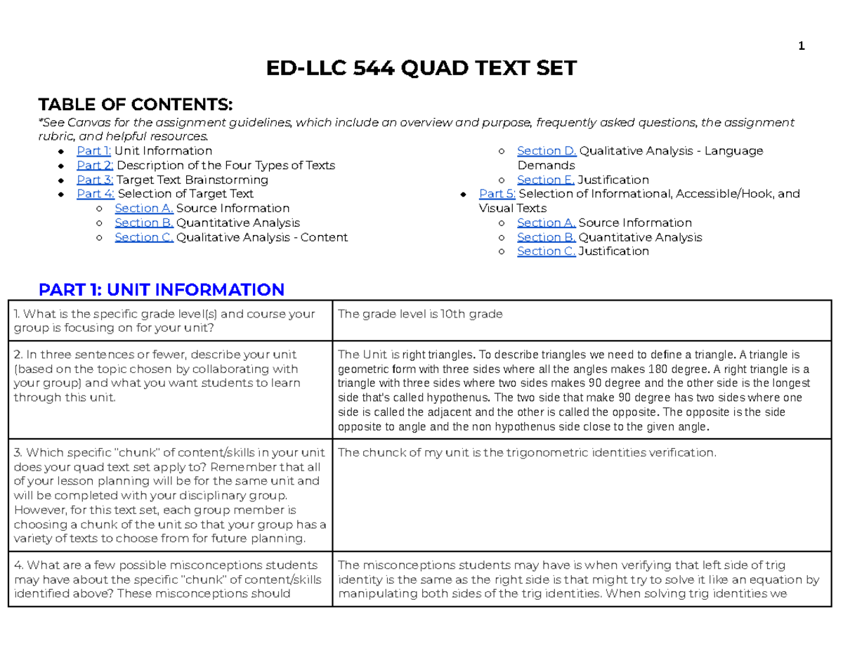 Sum23 ED-LLC 544 Quad Text Set - Google Docs - ED-LLC 345 - BSU - Studocu
