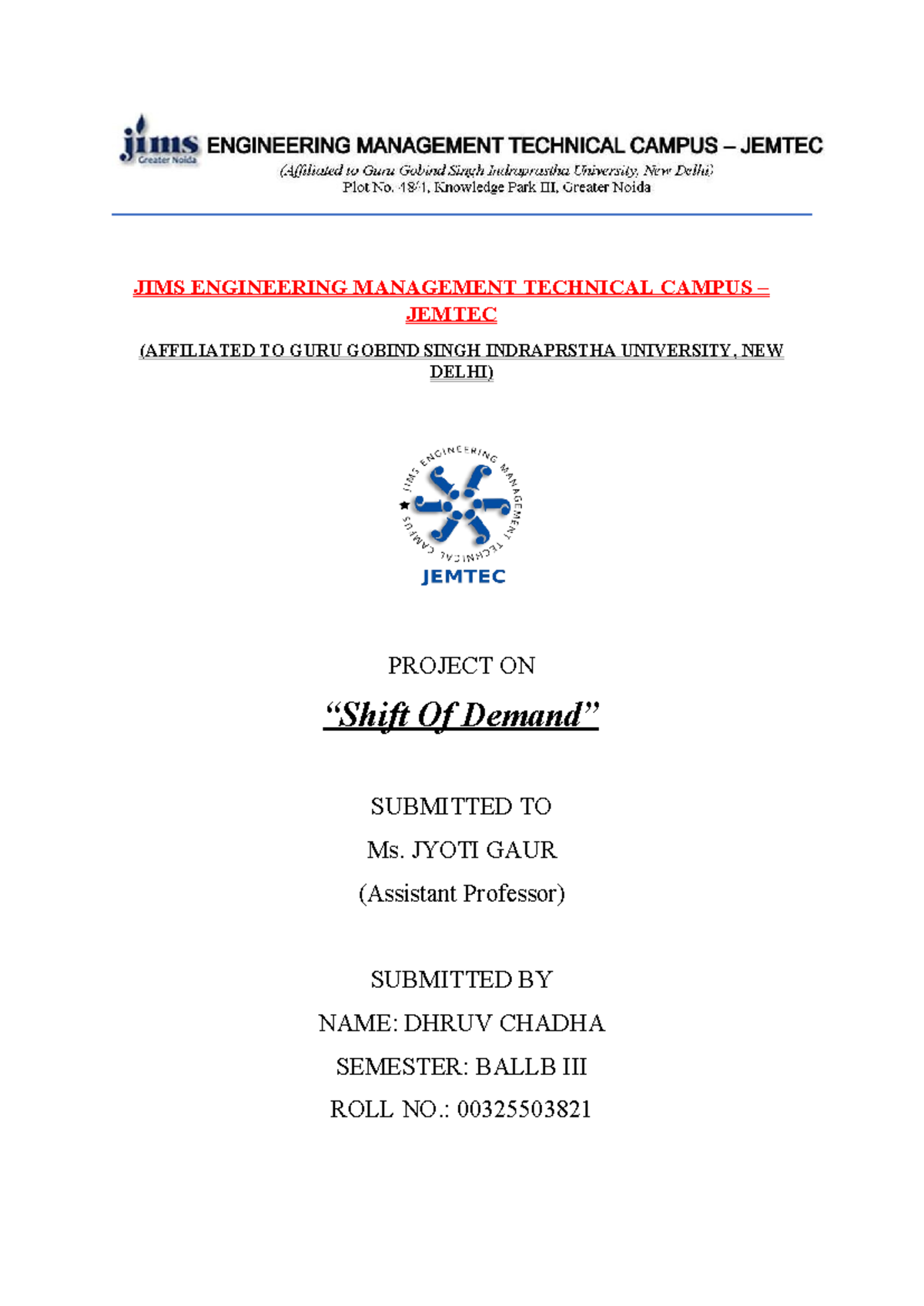 Economics - I ~ Dhruv Chadha - JIMS ENGINEERING MANAGEMENT TECHNICAL ...