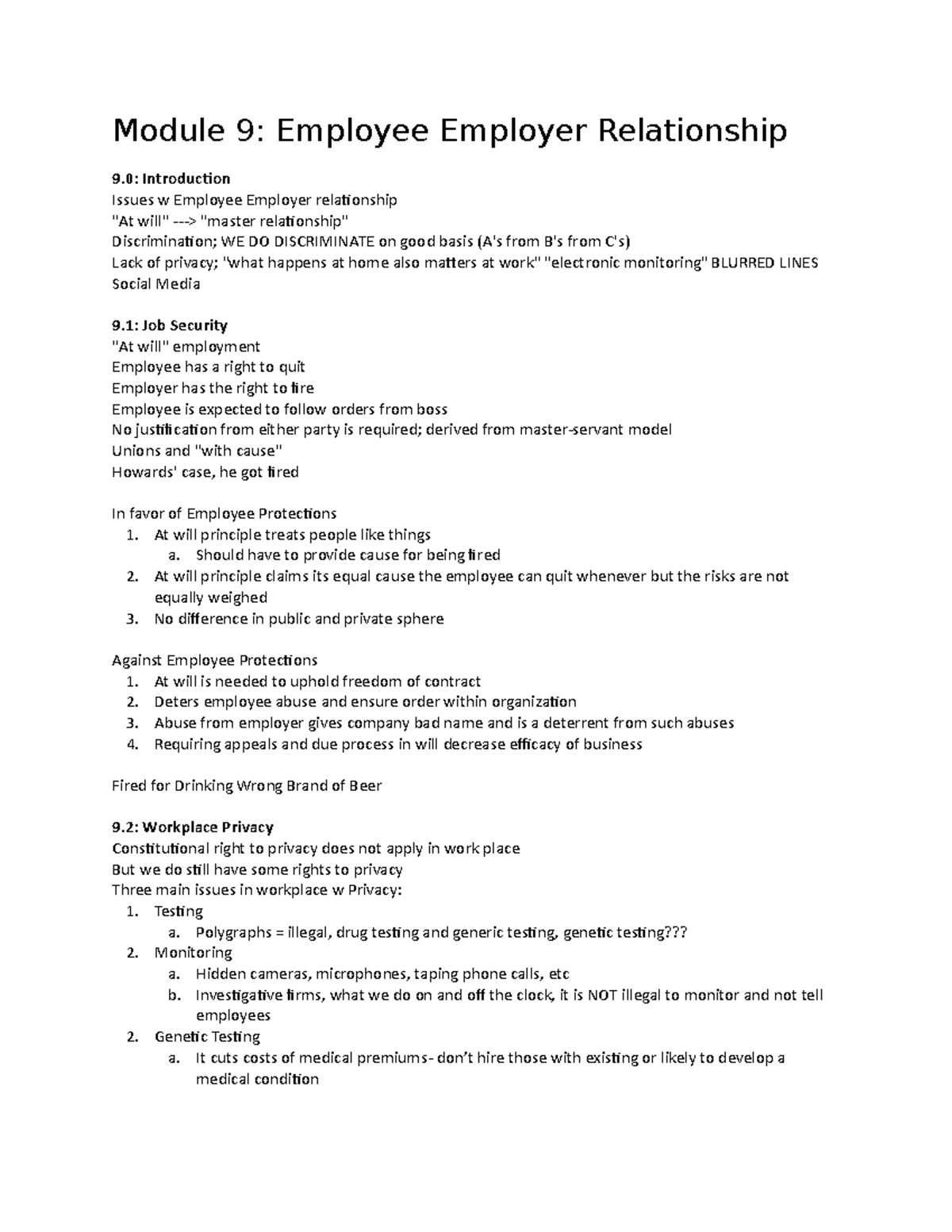 Module 9: Employee Employer Relationship - Module 9: Employee Employer ...