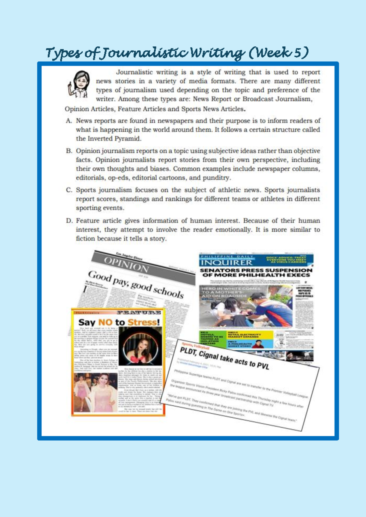 Types of Journalistic Writing - Foundation of Education - ________ 1 ...