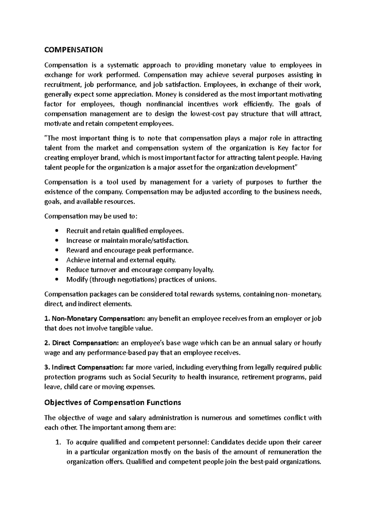 Compensation - COMPENSATION Compensation is a systematic approach to ...