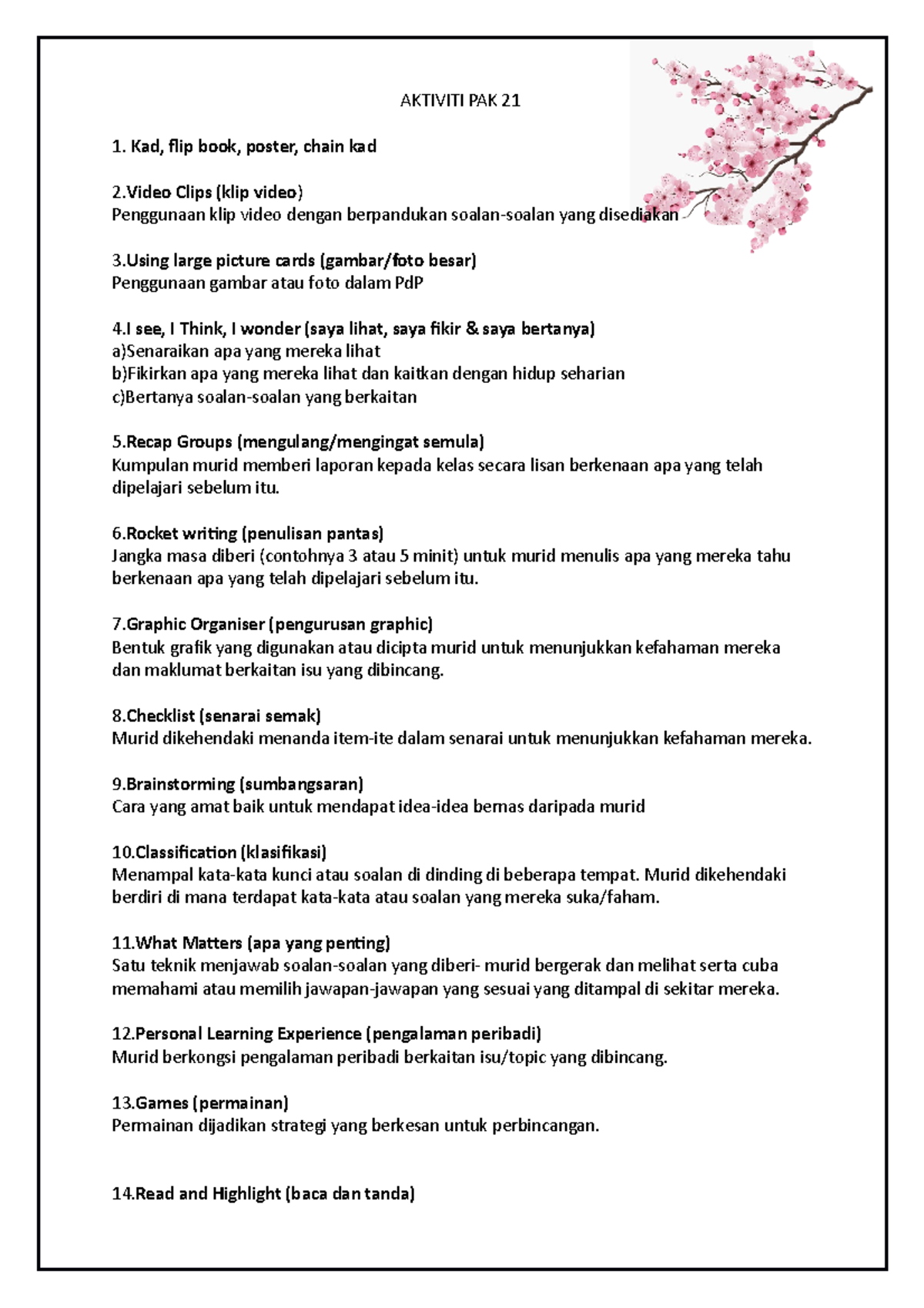 Aktiviti PAK 21 - Pembelajaran Abad 21 21 Century learning teaching to ...