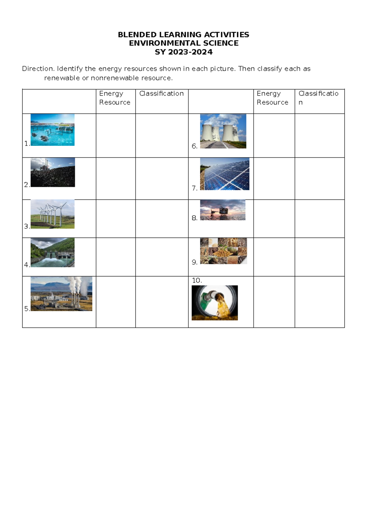 blended learning - Environmental Science - BLENDED LEARNING ACTIVITIES ...