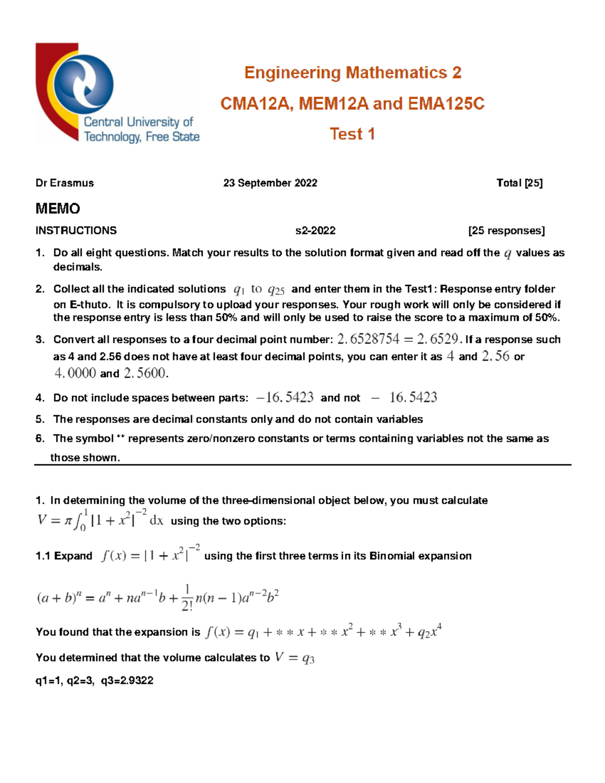 M2 T1 Memo 2022 - 1. Aim of the experiment The aim of this experiment ...
