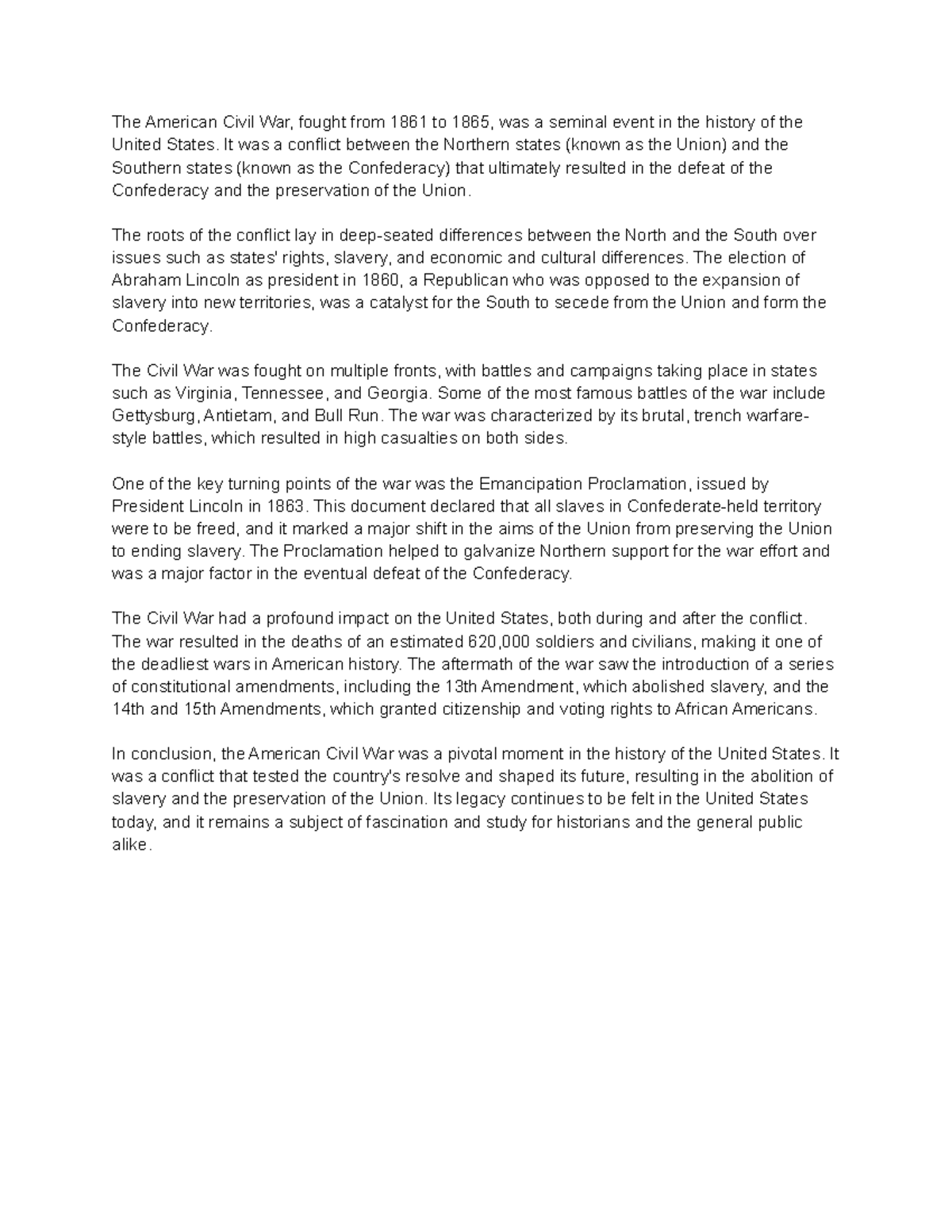 Civil War and Topics - The American Civil War, fought from 1861 to 1865 ...