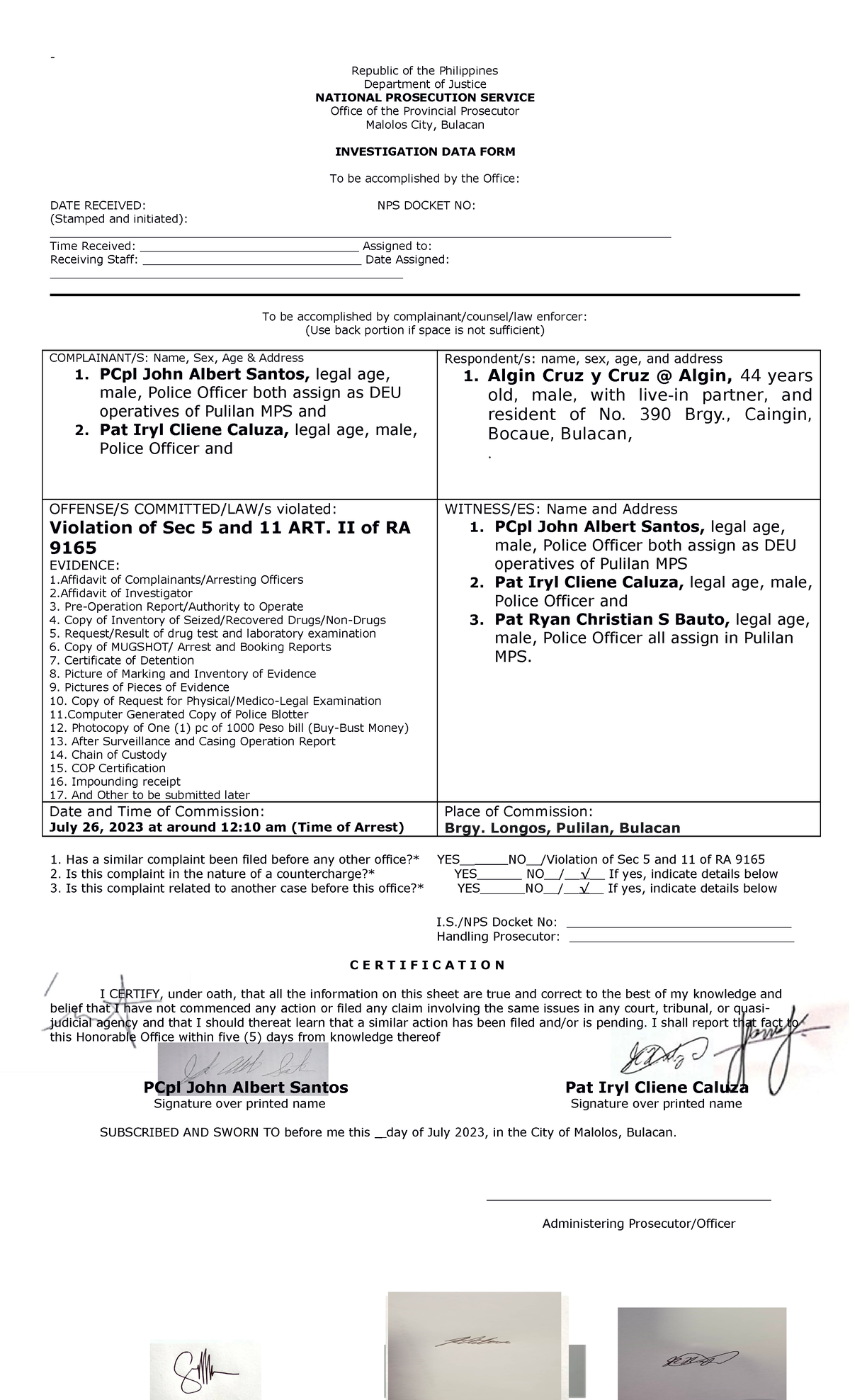 IDF-Algin - law - Republic of the Philippines Department of Justice ...