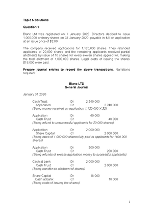 Week 4 solutions(1) - tutorial work - Topic 4 Solutions Question 1 ...