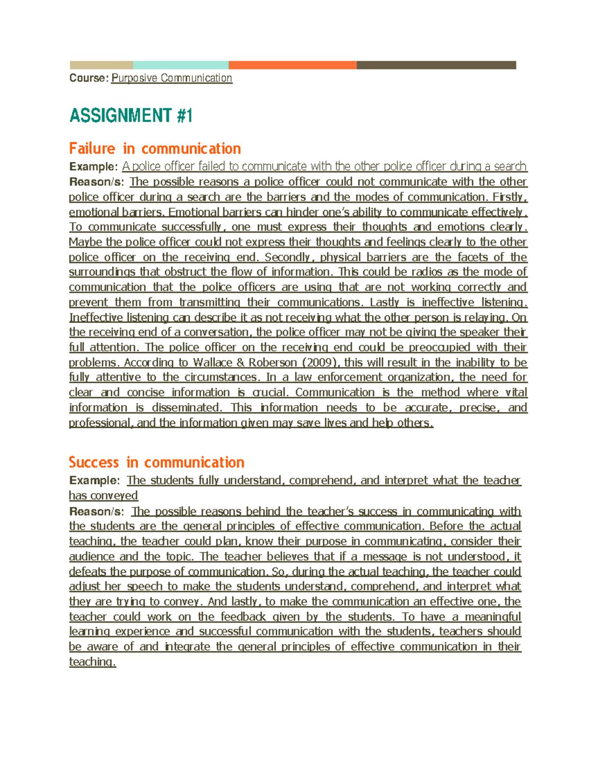 Failure and Success in Communication - Course: Purposive Communication ...