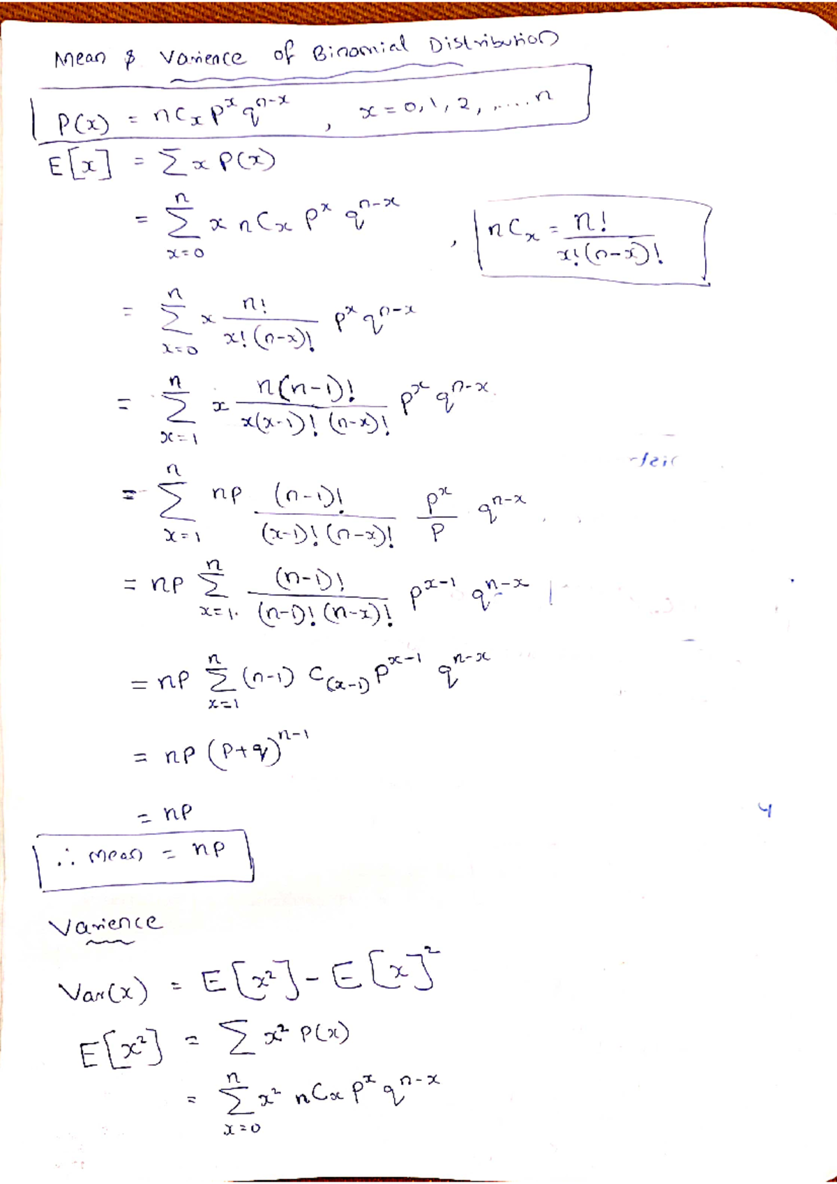 Biomial mean mat 204 - Mean and variance module-1 - Mathematics - Studocu
