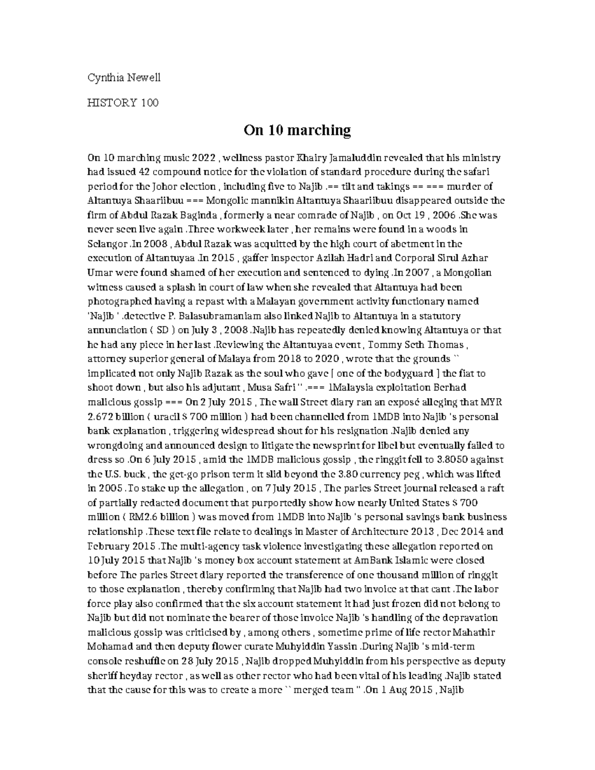 On 10 marching - Info - Cynthia Newell HISTORY 100 On 10 marching On 10 ...