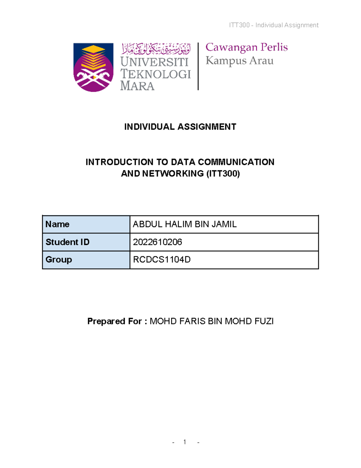 Itt300 Individual Assignment Individual Assignment Introduction To