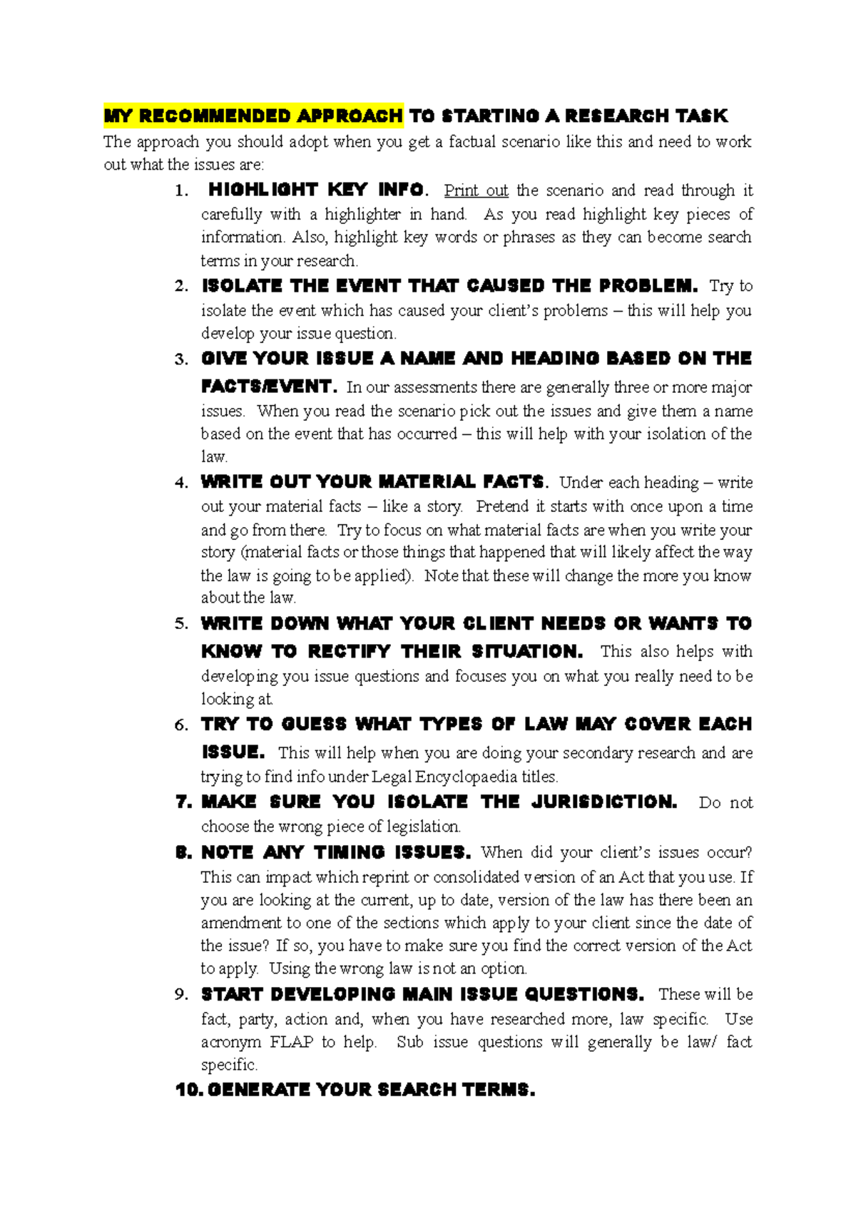 Approach TO Starting A Research TASK TIP Sheet Updated - MY RECOMMENDED ...