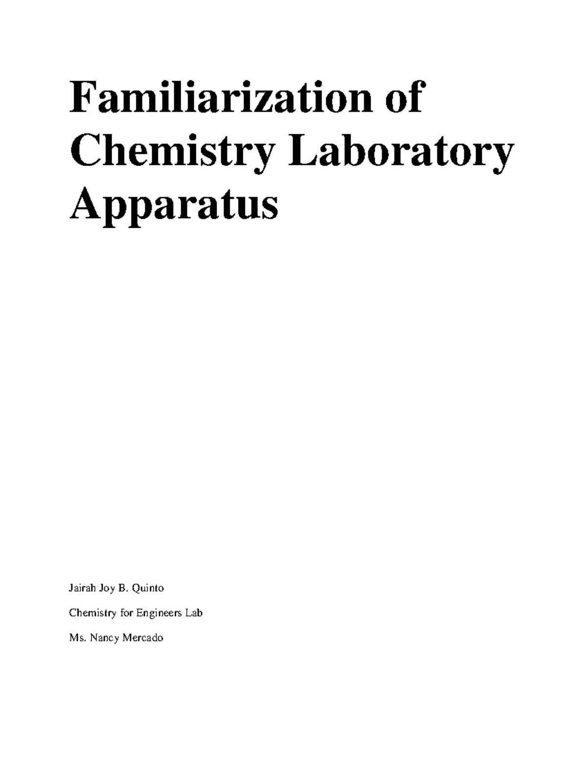 _Lab Exercise 1 - Familiarization of Chemistry Laboratory Apparatus ...