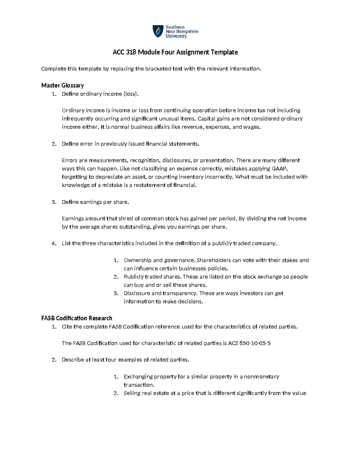 ACC 318 Module Four Assignment - Master Glossary 1. Define ordinary ...