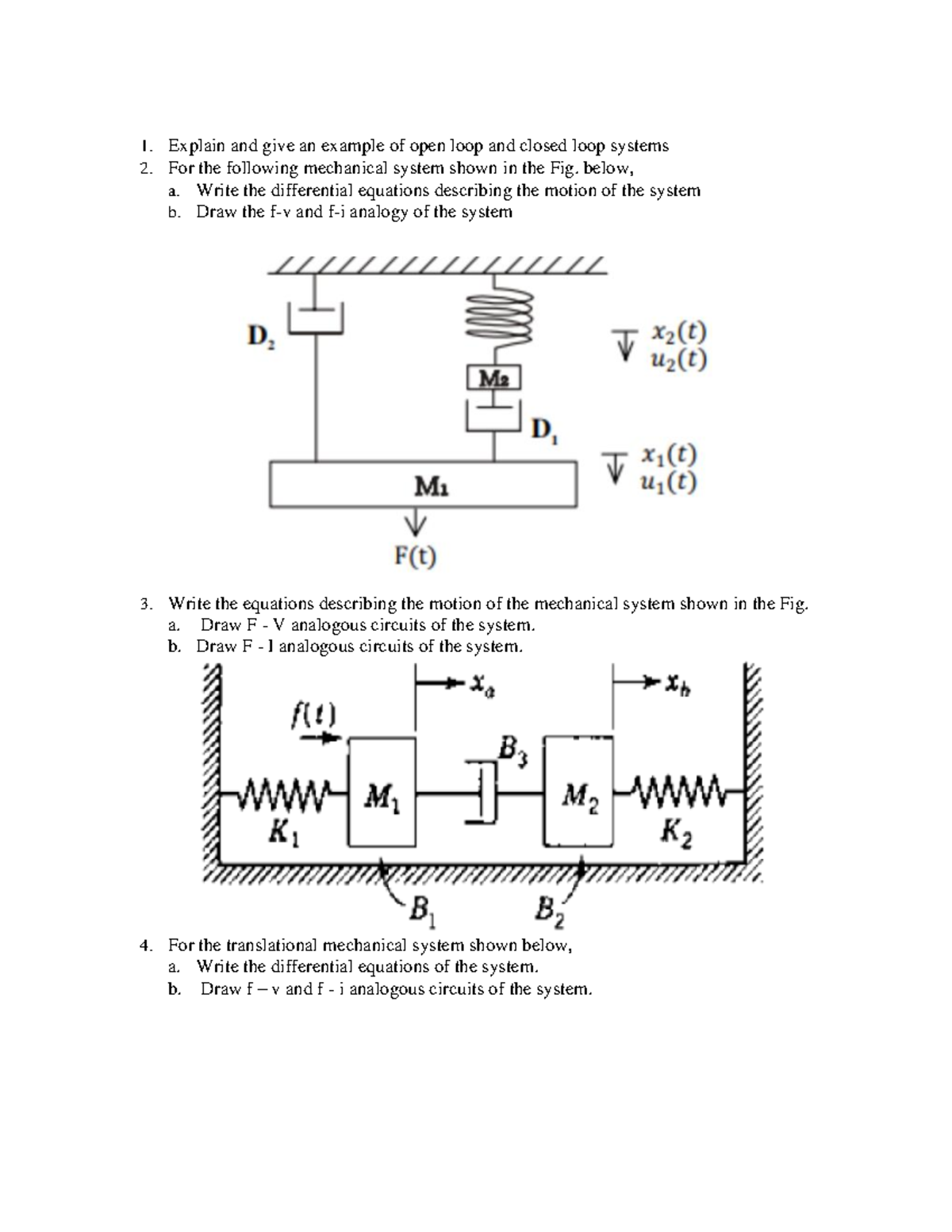 Worksheet - Explain and give an example of open loop and closed loop ...