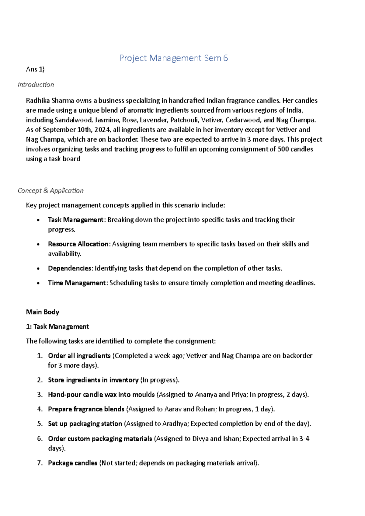 Project Management course material - Project Management Sem 6 Ans 1 ...