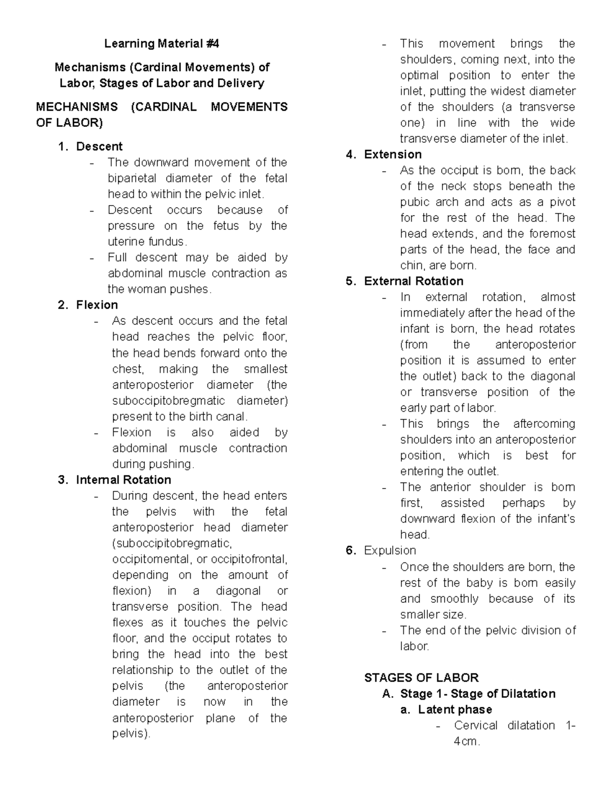 LM-4 - ...... - Learning Material # Mechanisms (Cardinal Movements) of ...