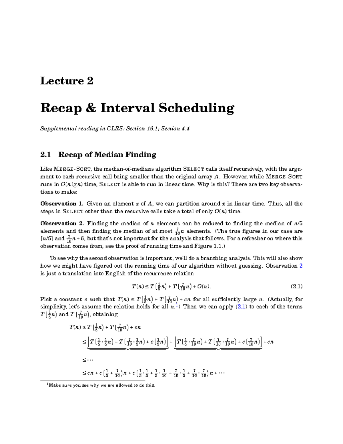 Recap and interval scheduling - Lecture 2 Recap & Interval Scheduling ...