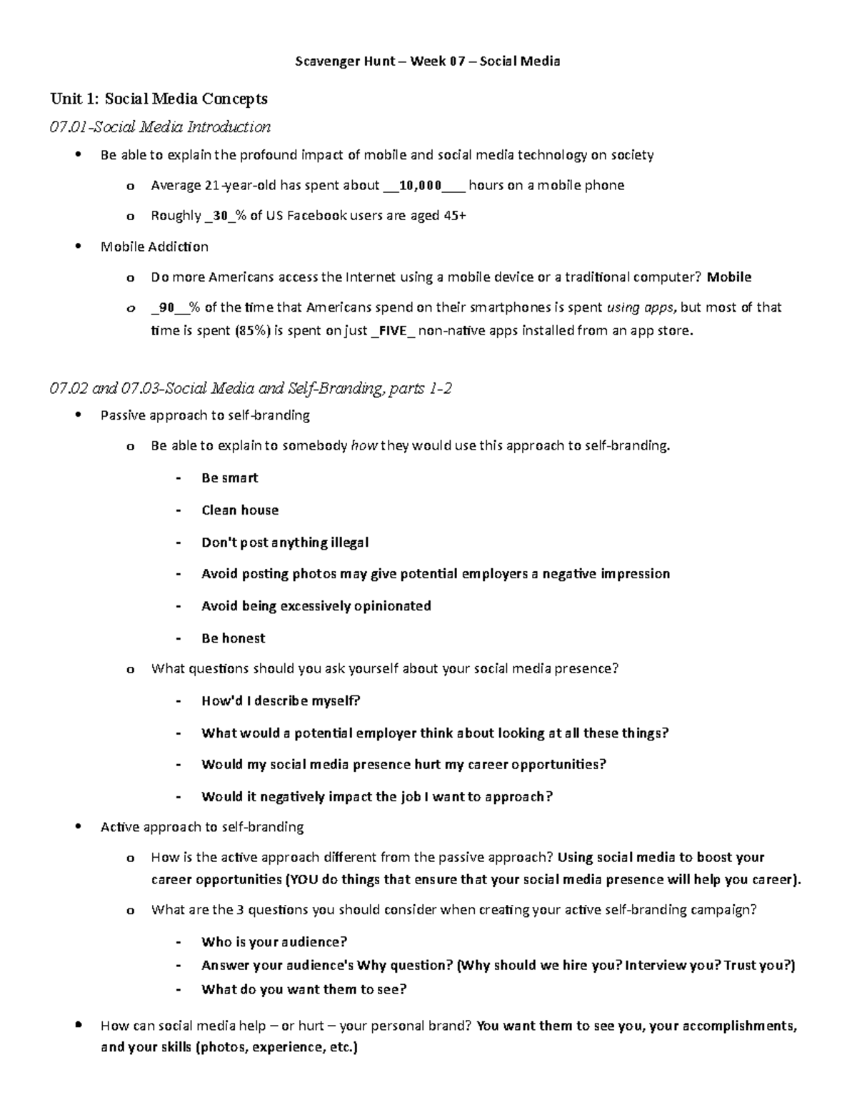 Week 7 notes social media - Scavenger Hunt – Week 07 – Social Media ...