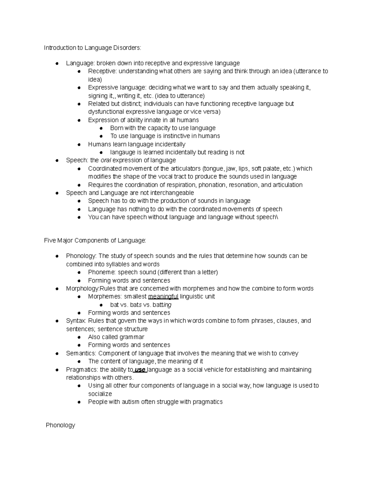 Introduction to Language Disorders Chaper 1 - Introduction to Language ...
