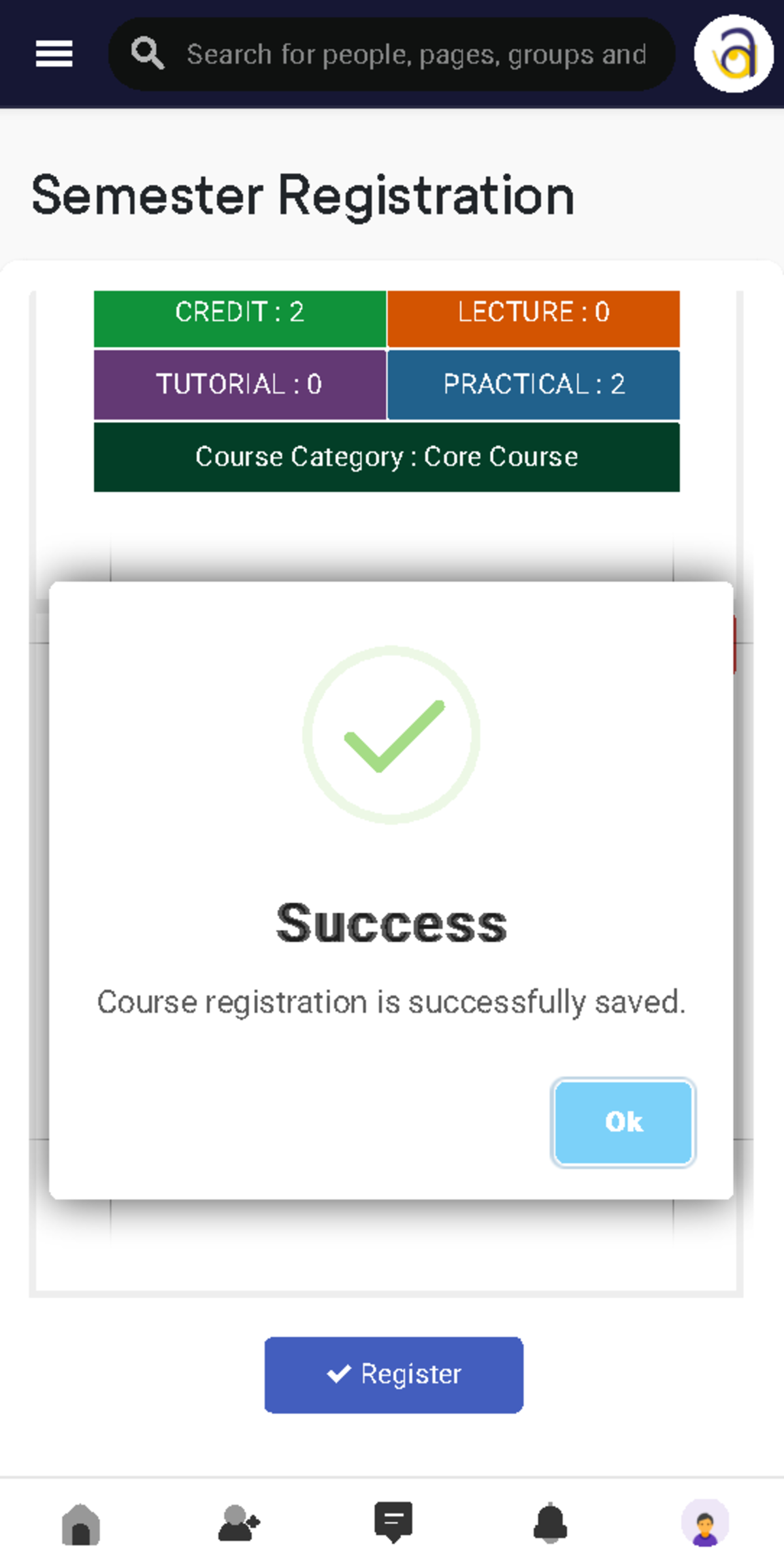 Semester Registration - OkOkOkOk Search for people, pages, groups and # ...