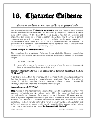 LAW OF Evidence 1 - Notes - LLB 3 NOTES AND CASES ON EVIDENCE LLB 3 LAW ...