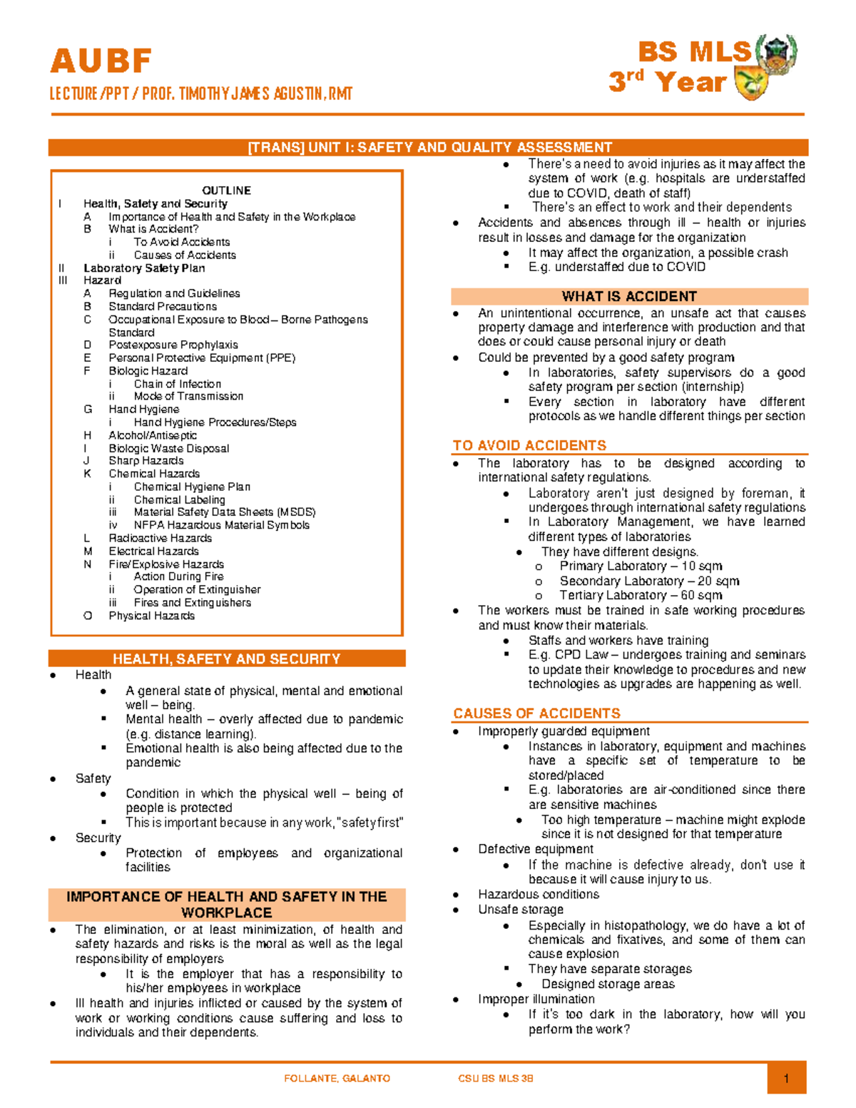 Lecture 1 - AUBF - AUBF LECTURE/PPT / PROF. TIMOTHY JAMES AGUSTIN, RMT ...