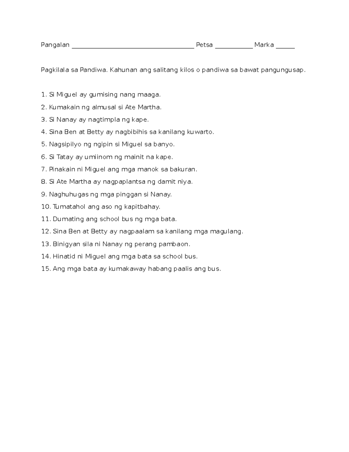 FIL - Filipino - Pangalan _______________________________________ Petsa ...