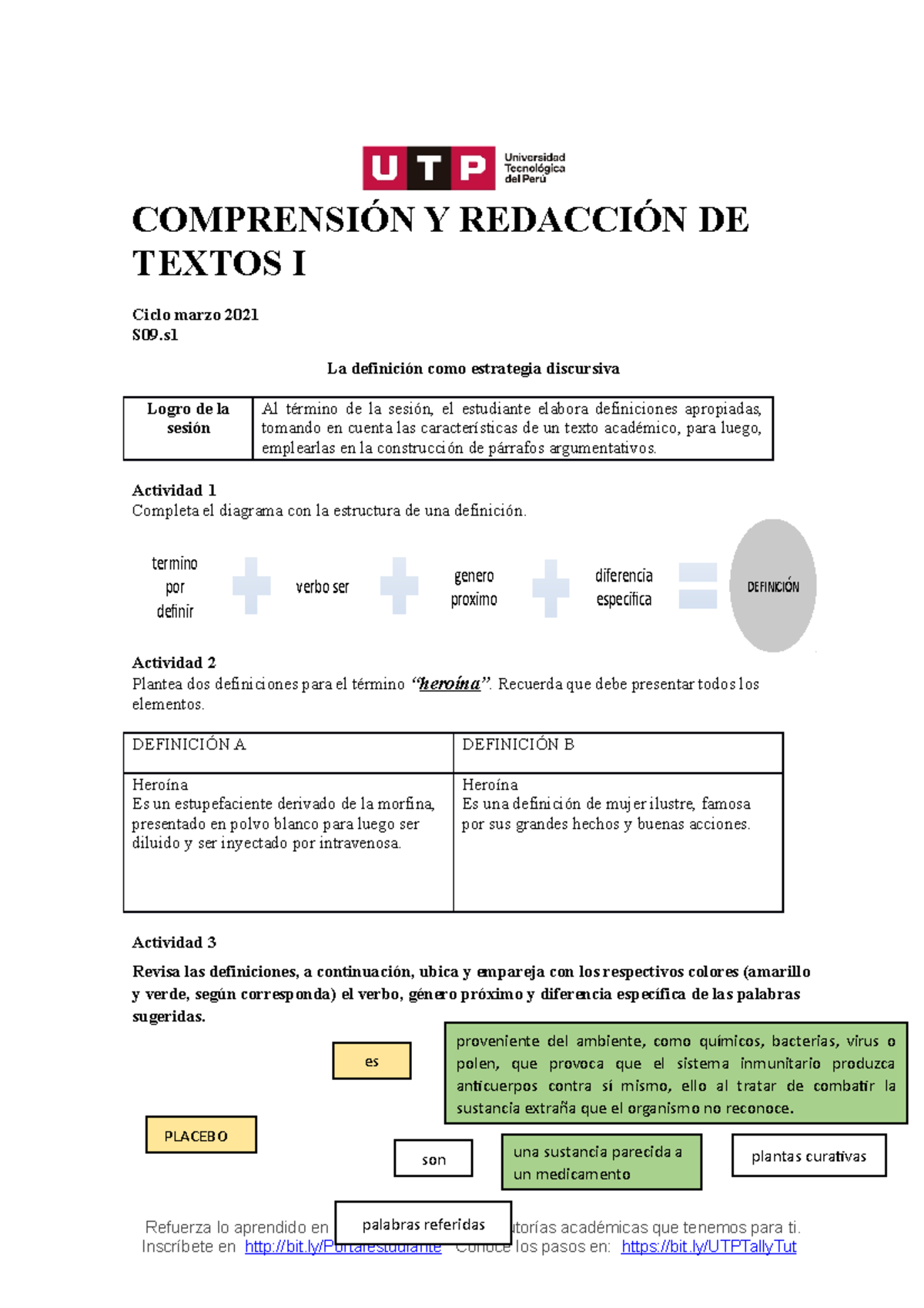 La definicion - COMPRENSION Y REDACCION DE TEXTOS 1 - Comprensión y ...
