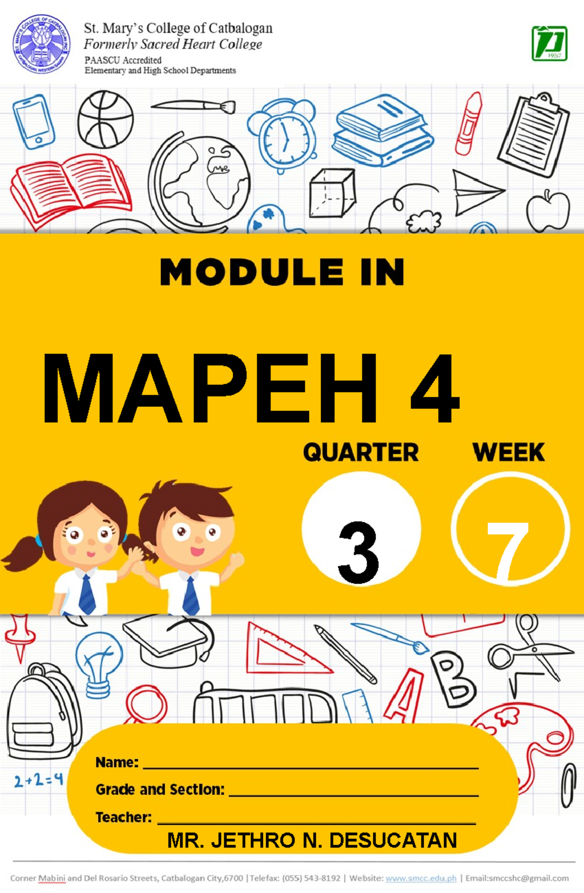 G4 Modules - 3rd Quarter (Health) - MR. JETHRO N. DESUCATAN MAPEH 4 3 7 ...