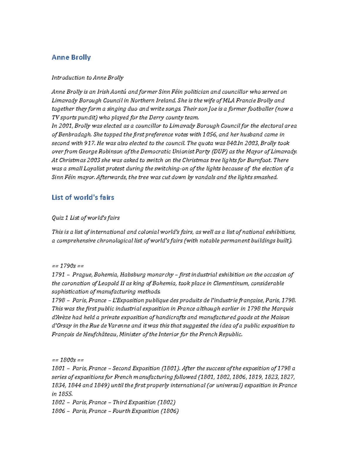 POLS157 Lecture-Note Anne Brolly - Anne Brolly Introduction to Anne ...