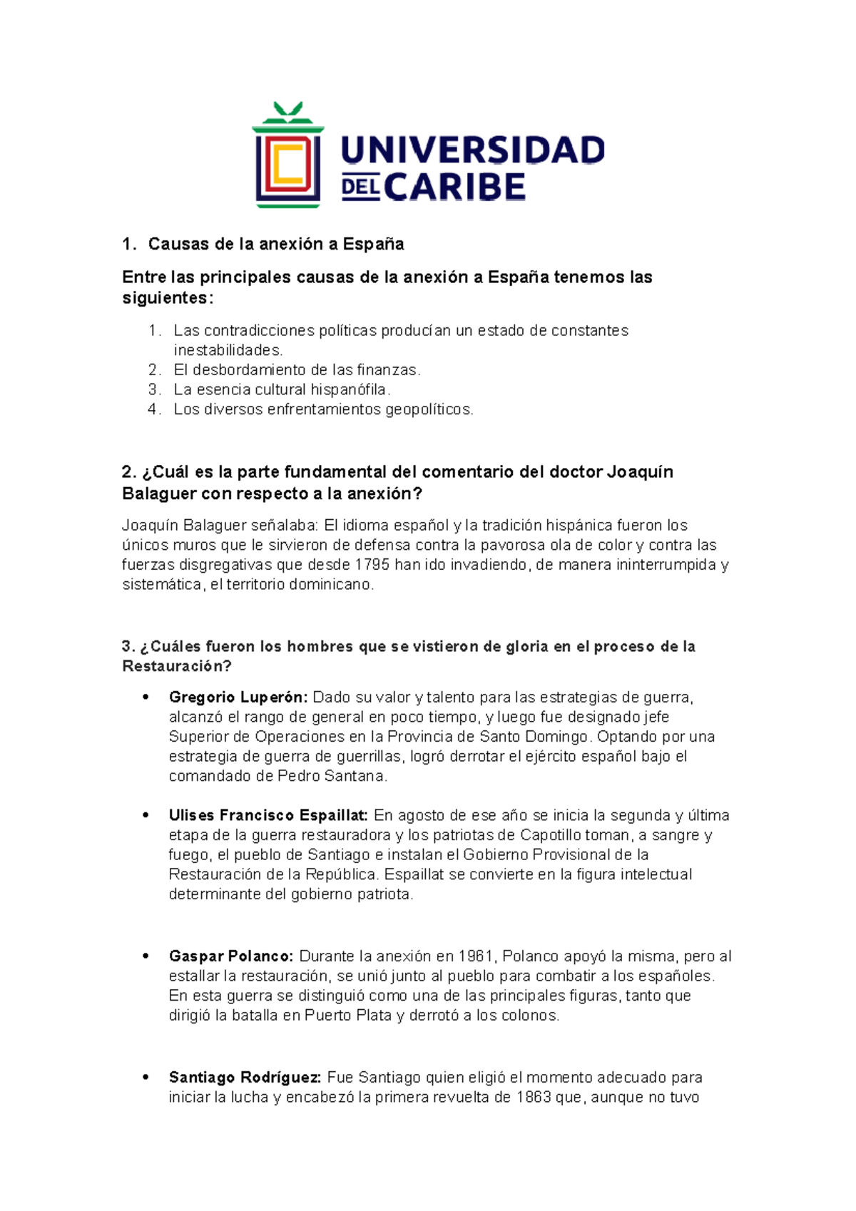 Causas de la anexión a España - 1. Causas de la anexión a España Entre ...