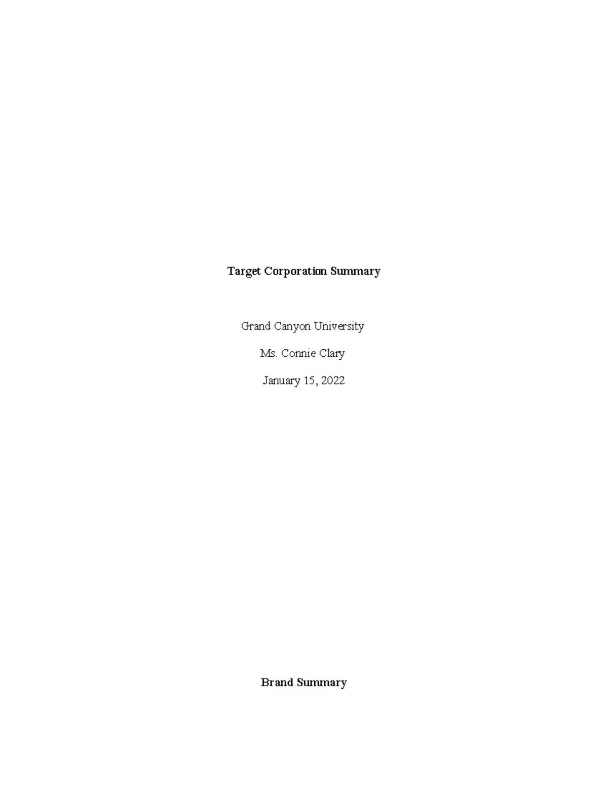 Brand Summary - Target - Target Corporation Summary Grand Canyon ...