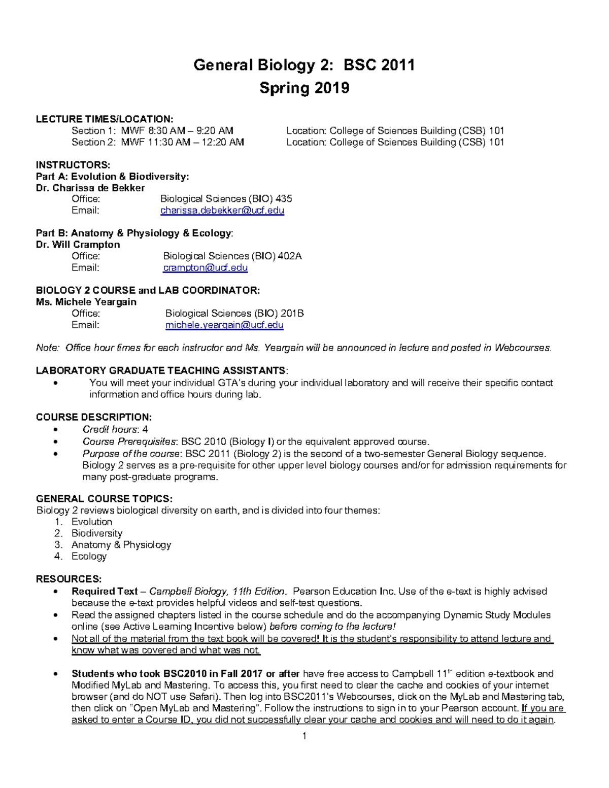 BSC-2011-Lecture-Syllabus-Spring-2019 de Bekker-Crampton - General ...